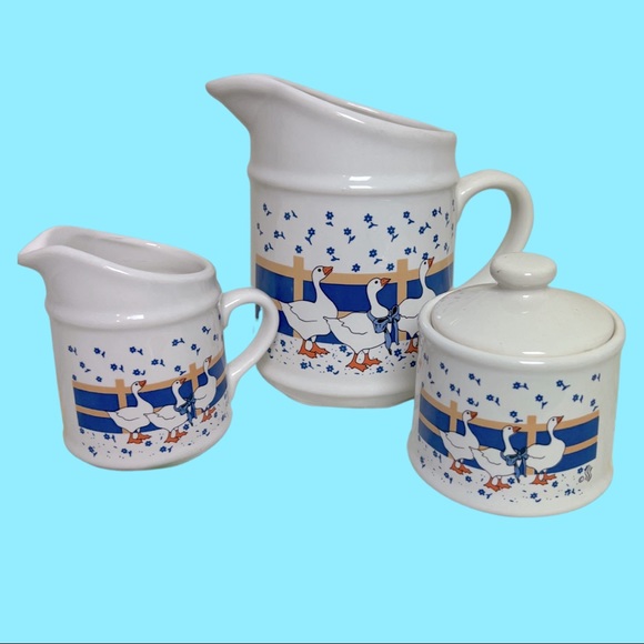 Source Unknown | Kitchen | Vintage Duck Goose Kitchen Decor Blue Bow ...